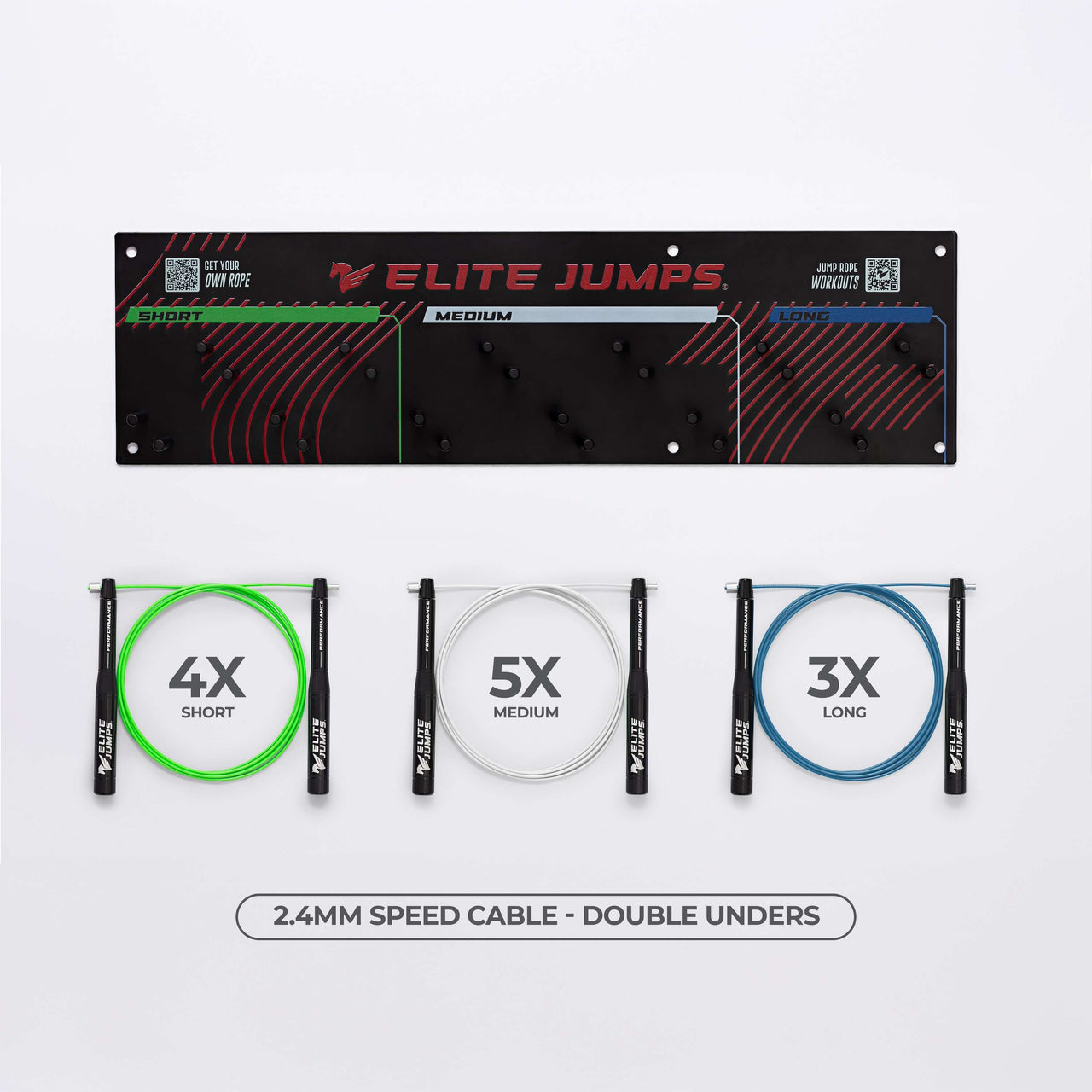 12 Jump Rope Set with Wall Rack for Storage – Elite Jumps